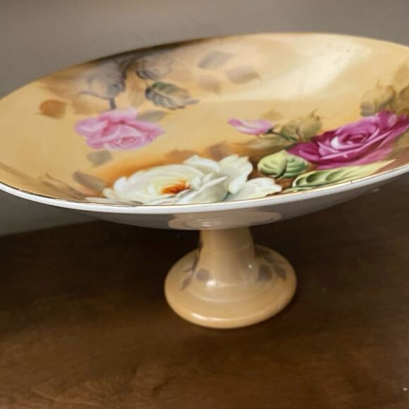 Lefton | Dining | Vintage Lefton China Pedestal Bowl Roses | Poshmark